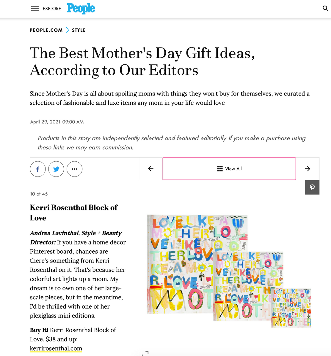 People Magazine - Mother's Day Gifts by Kerri Rosenthal – KERRI ROSENTHAL