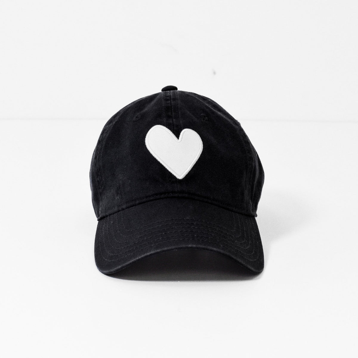 Black Baseball Cap Hat White Heart Patch – KERRI ROSENTHAL