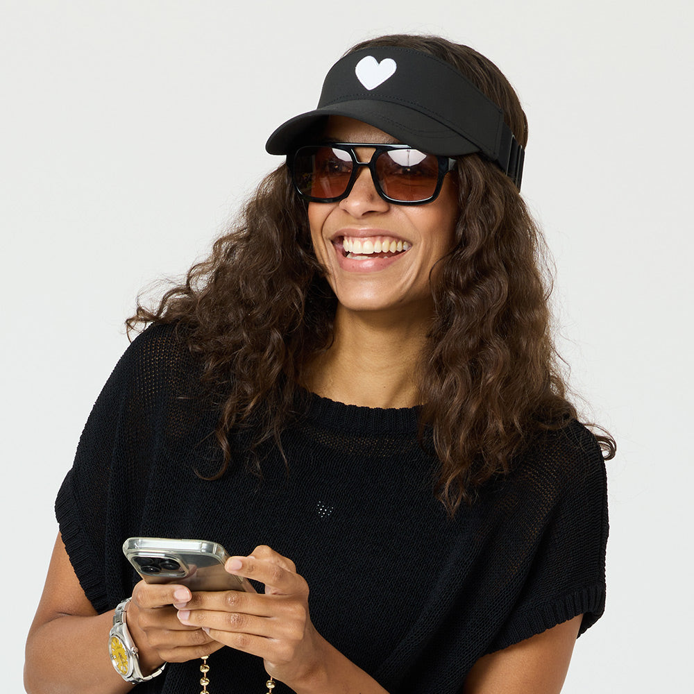 KR Imperfect White Heart Visor Black Hat – KERRI ROSENTHAL