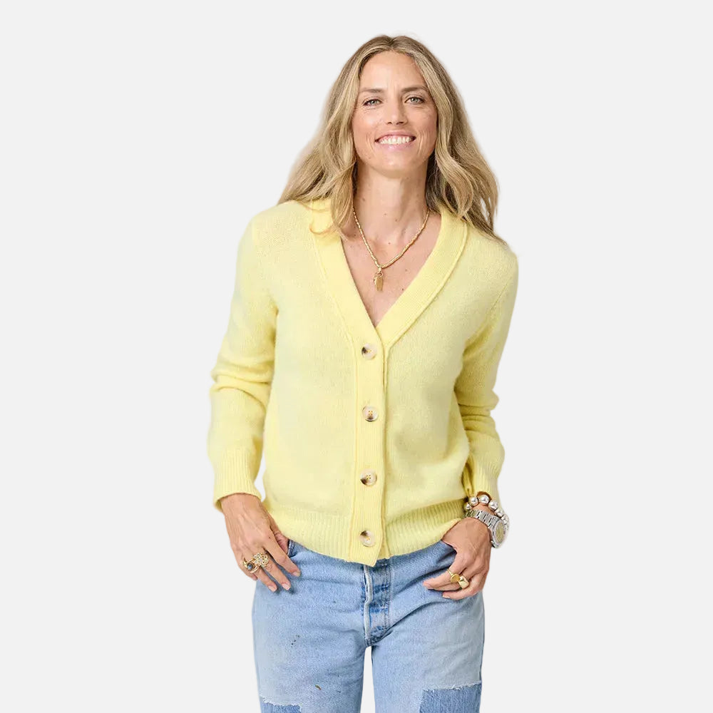 Pretty Little Button-front Yellow Cashmere Cardigan – KERRI ROSENTHAL