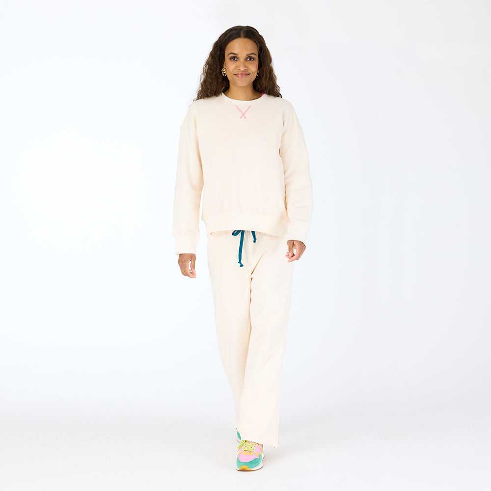 Weekend Barb Soft Cotton Fleece Beige Sweatpant – KERRI ROSENTHAL