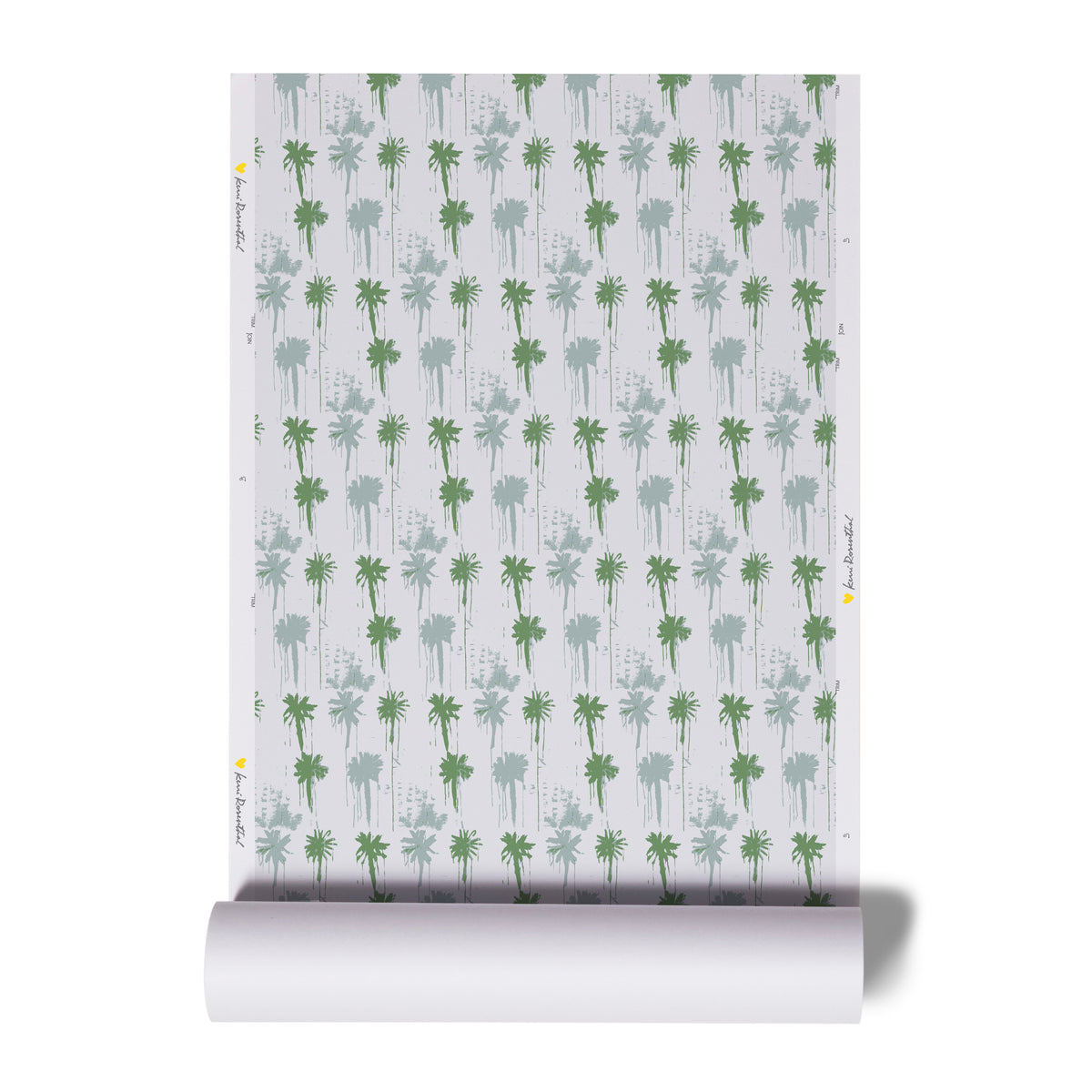White ground with green grey pom-poms cactus wallpaper – KERRI ROSENTHAL